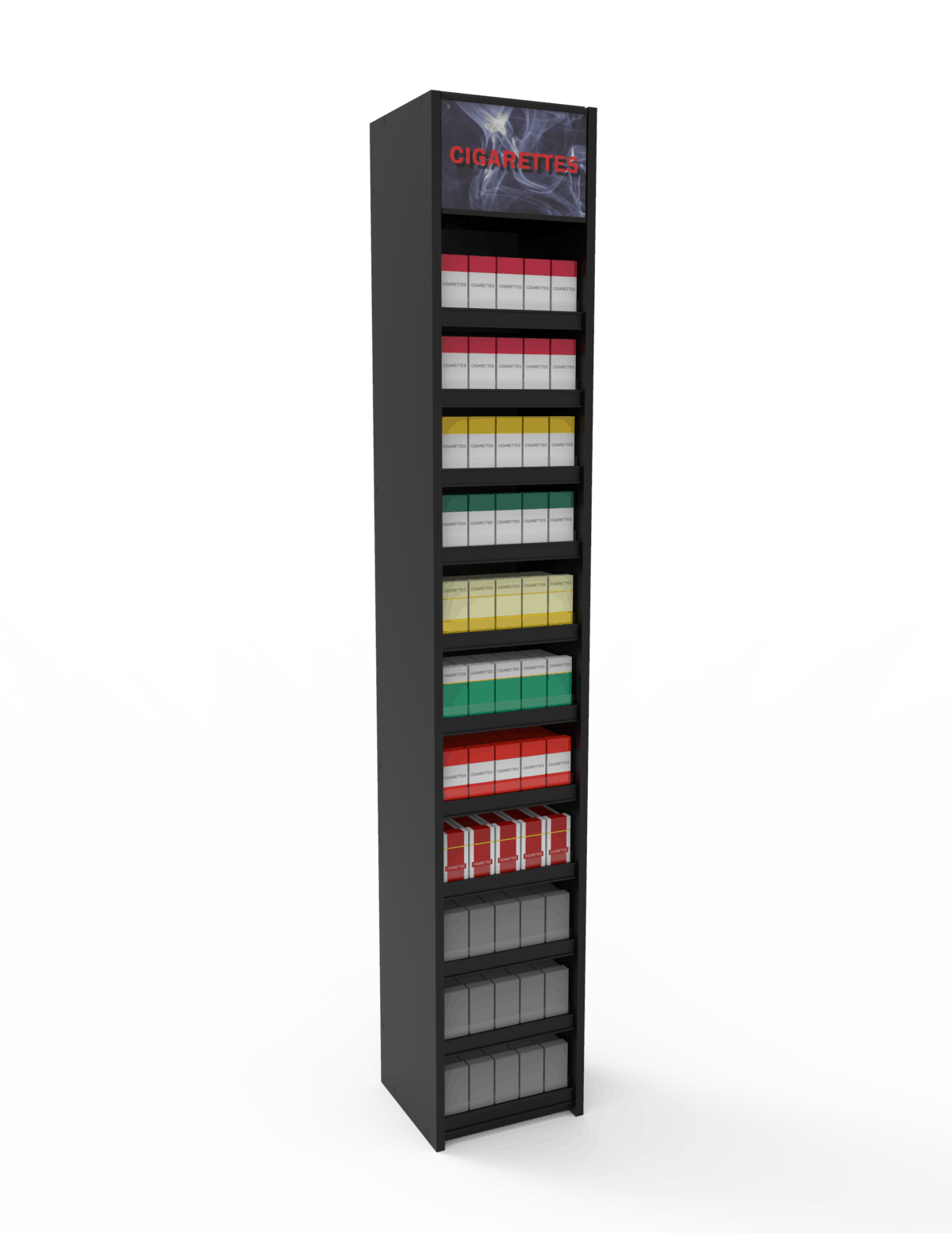 Tobacco fixtures - cigarette merchandisers